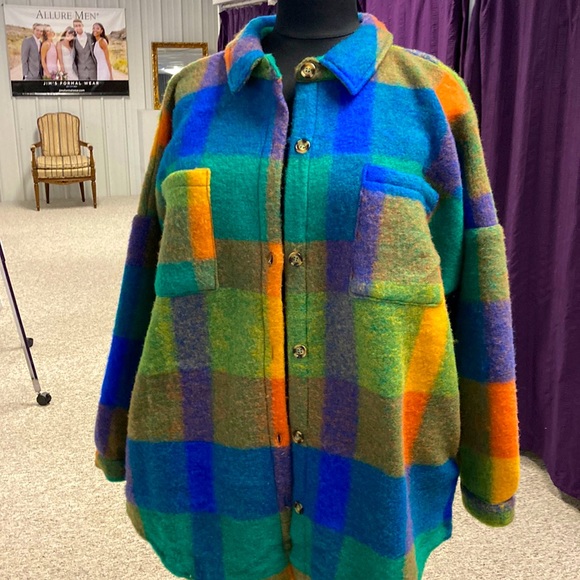 DAVI & DANI | Jackets & Coats | Davi Dani Plaid Oversized Fleece ...